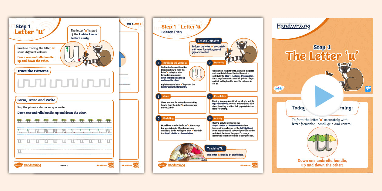 Twinkl Handwriting Scheme: Step 1 Letter 'u' Pack