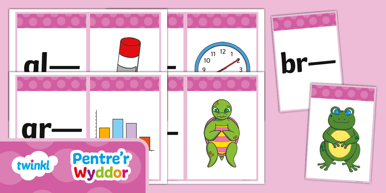Cardiau Fflach 2: Cytseiniaid Clwm ar Ddechrau Gair - Twinkl