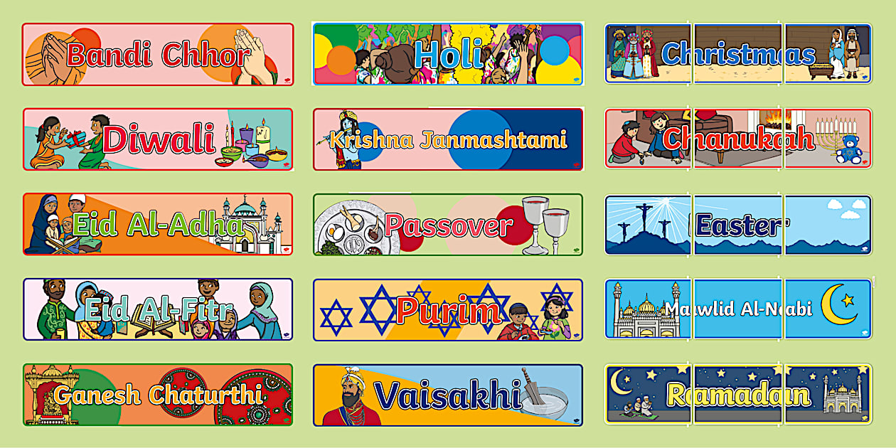Religious Celebrations Display Banner Pack (teacher made)