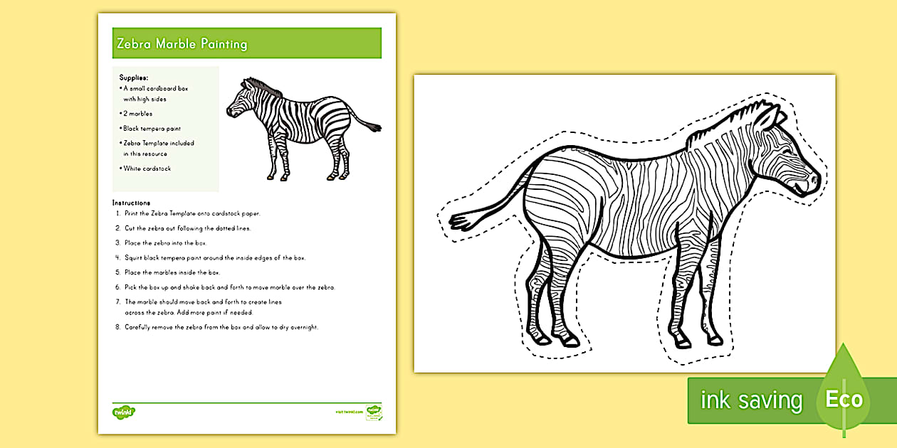 Zebra Marble Painting Craft - Twinkl
