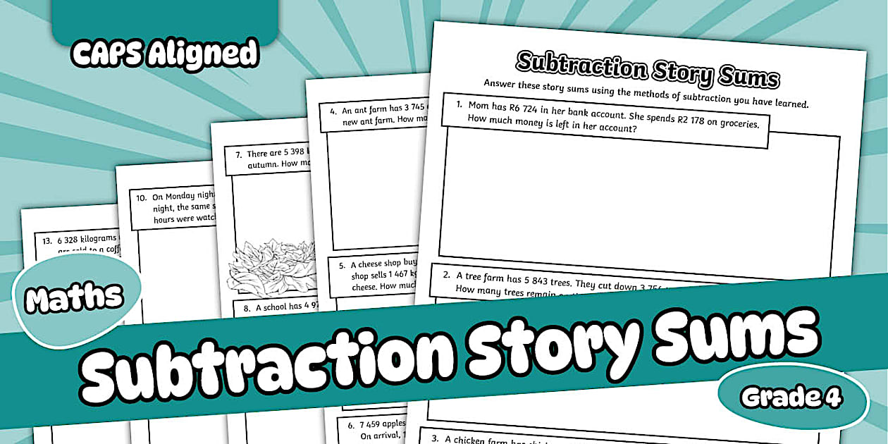 Grade 4 - Maths -Term 2 - Subtraction Story Sums - Activity Sheet (CAPS
