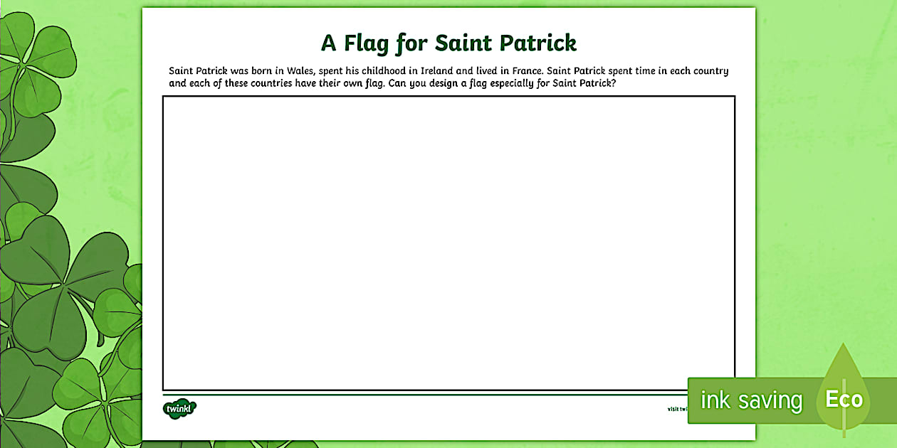A Flag for Saint Patrick Worksheet (teacher made) - Twinkl