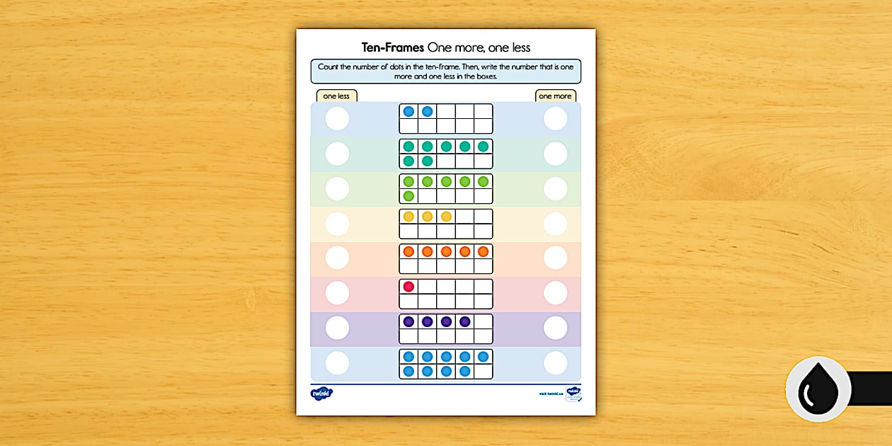 One More and One Less Ten-Frame Activity Sheet - Twinkl