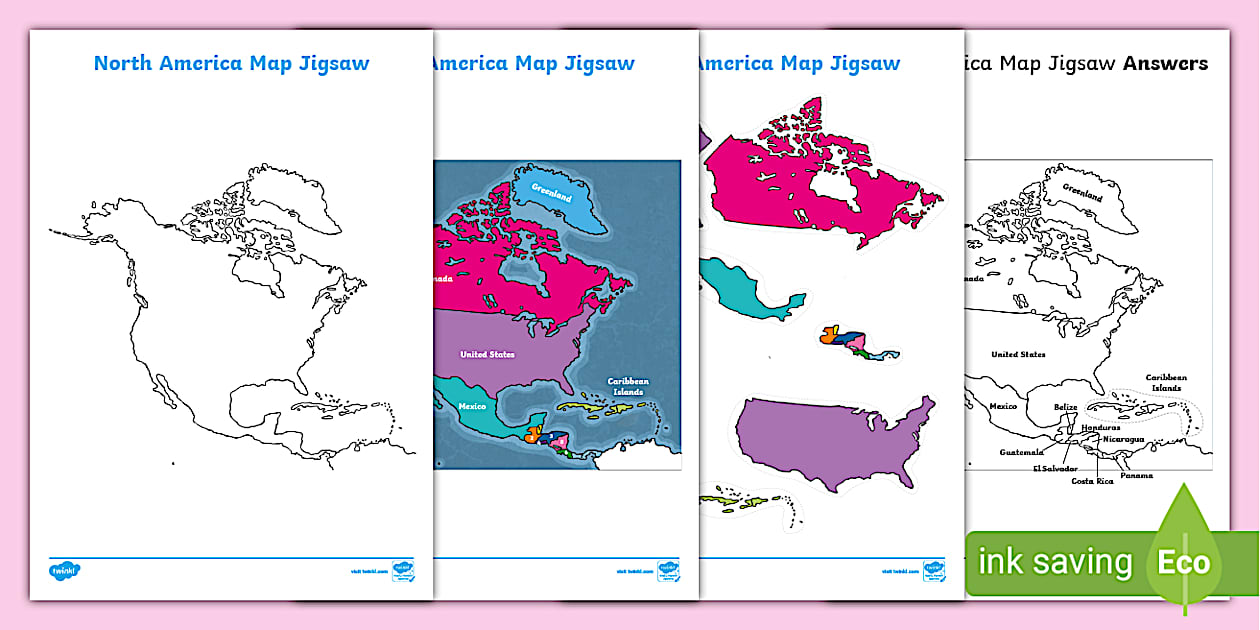 North America Map Jigsaw (teacher made) - Twinkl