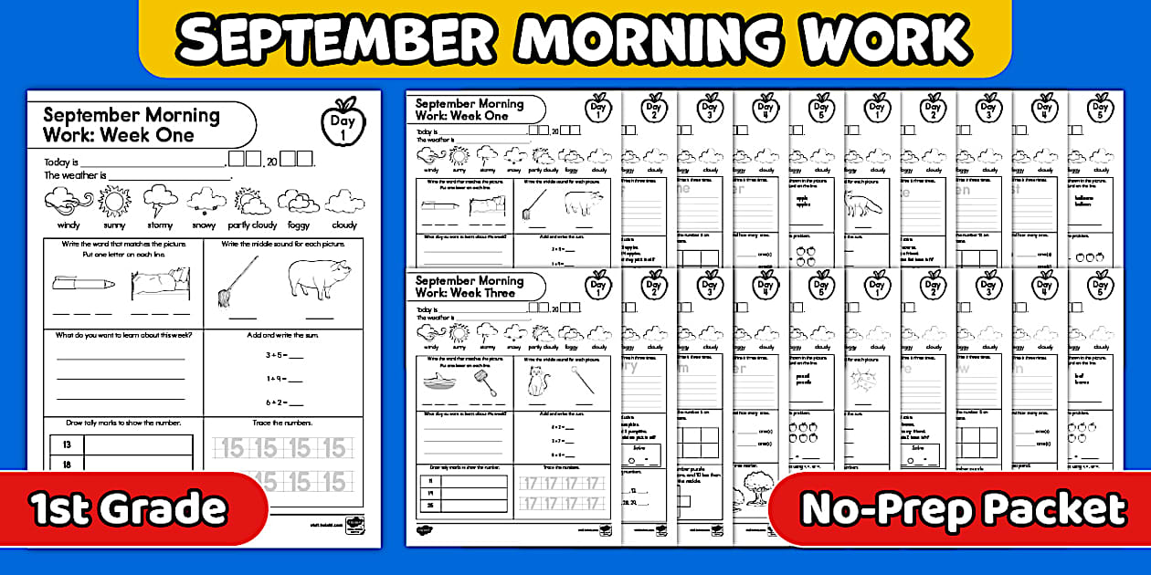 First Grade September Morning Work Bundle (teacher made)