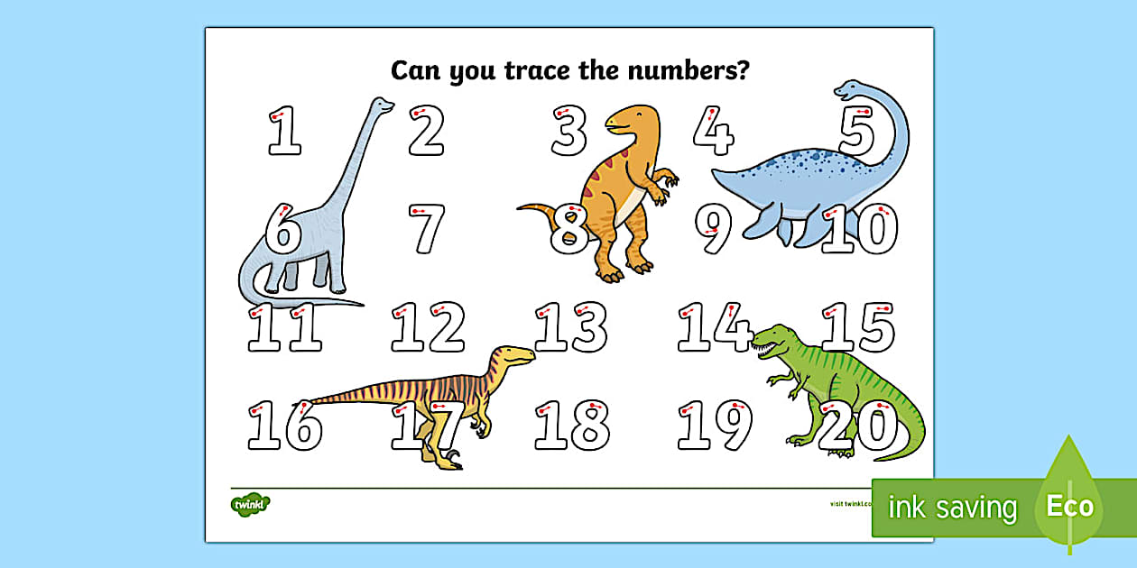 NSW Dinosaur Themed Number Formation 1 - 20 Worksheet