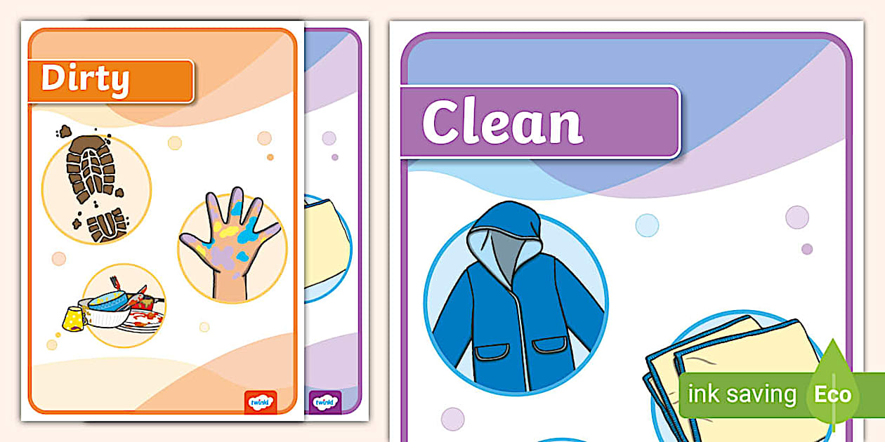 Clean and Dirty Display Signs - Twinkl - KS1 (teacher made)