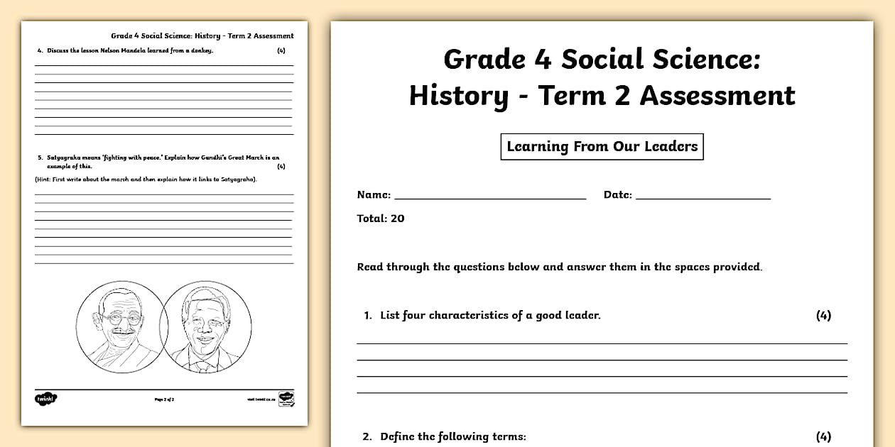 Grade 4 History - Term 2 - Learning from Leaders Assessment (CAPS Aligned)