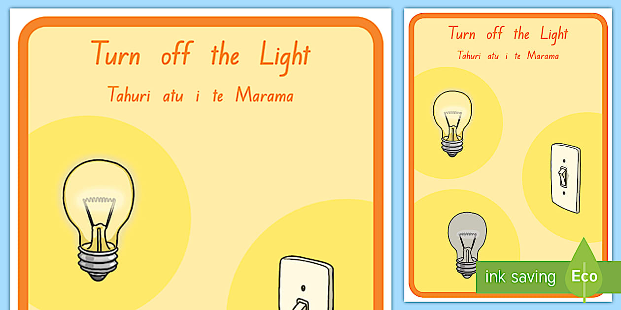 Display Poster | Turn off the Light in Māori & English