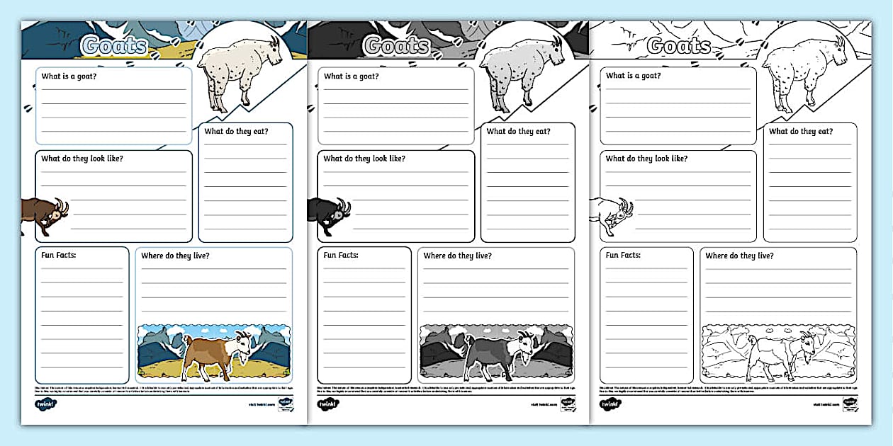 Goats Fact File Template (teacher made) - Twinkl
