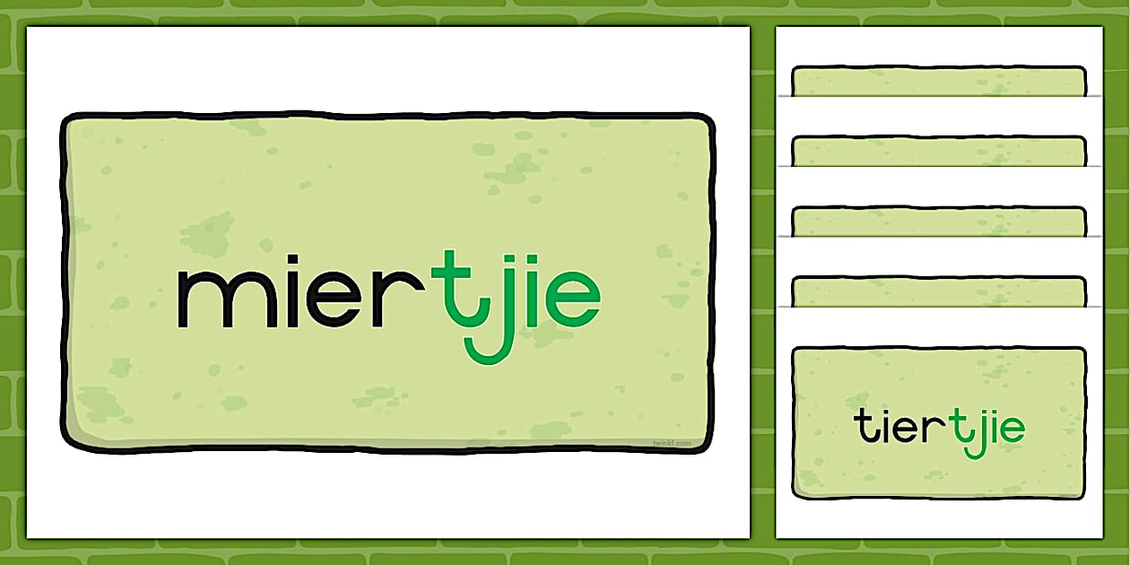 Graad 3 Klanke Verkleinwoorde -tjie Woordmuurkaarte - Twinkl