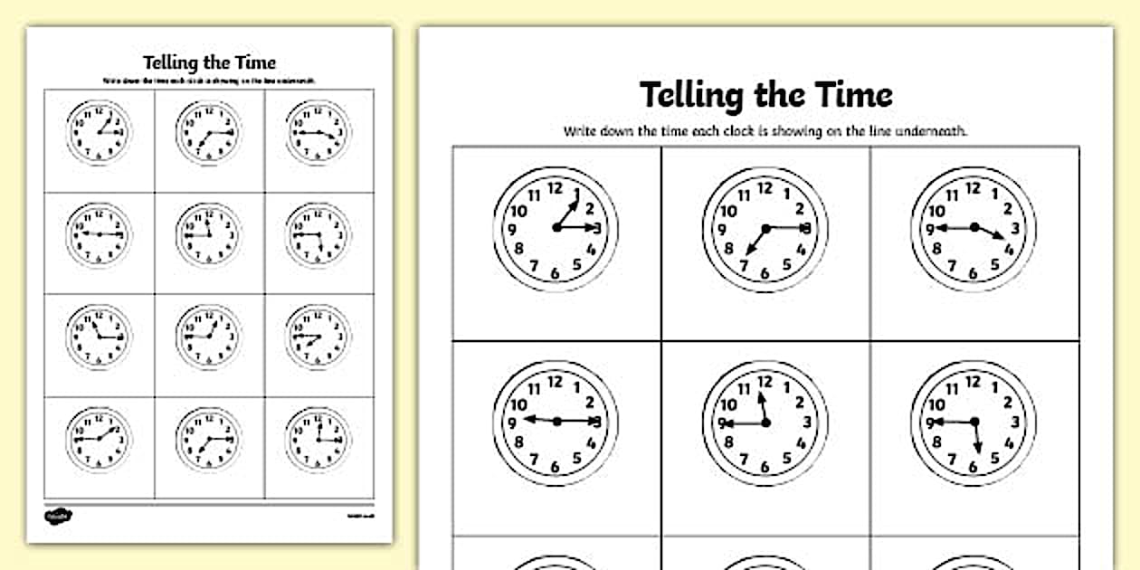 Quarter Past & Quarter to Times Worksheet - Telling the time