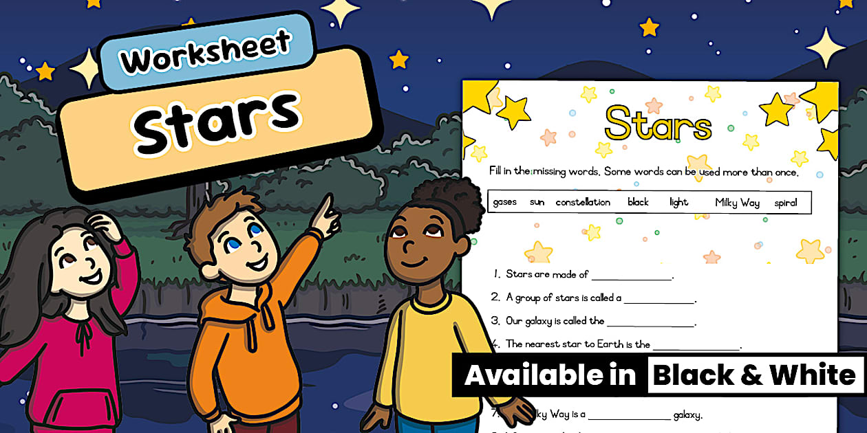 Grade 1 Life Skills - The Sky at Night- Worksheet: Stars