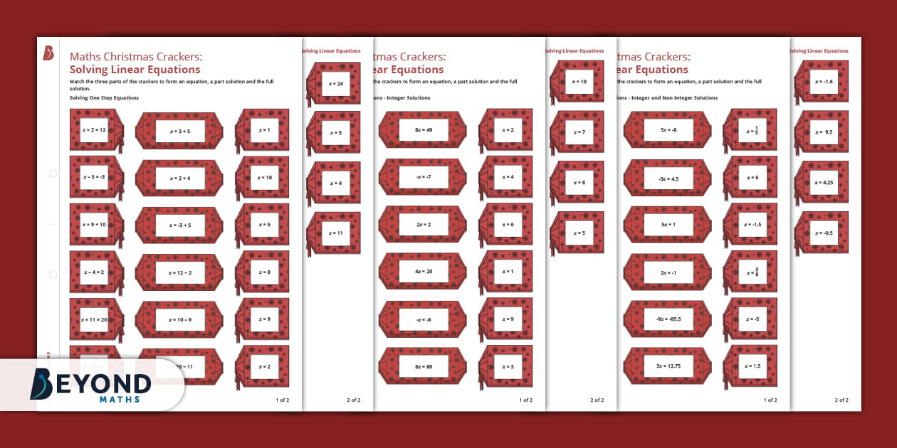 👉 Christmas Crackers: Solving Linear Equations | KS3 Algebra