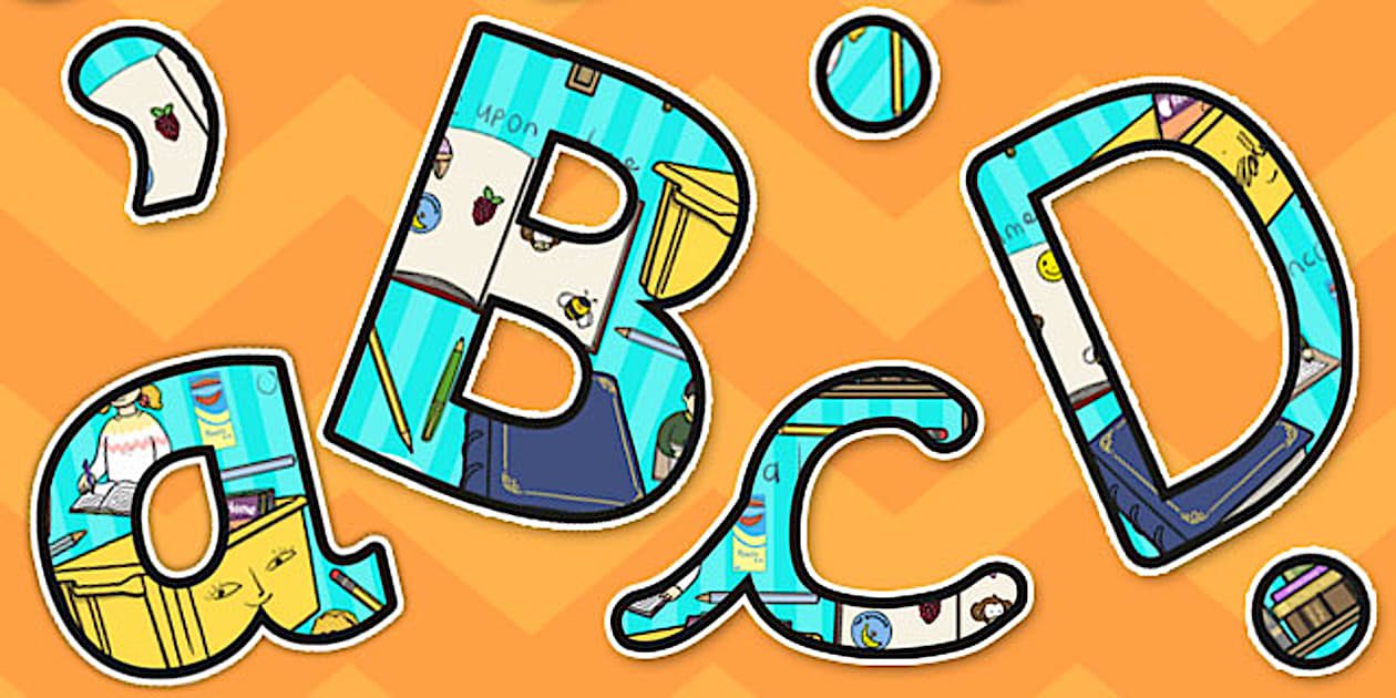 👉 Reading and Writing Themed Size Editable Display Lettering - edit