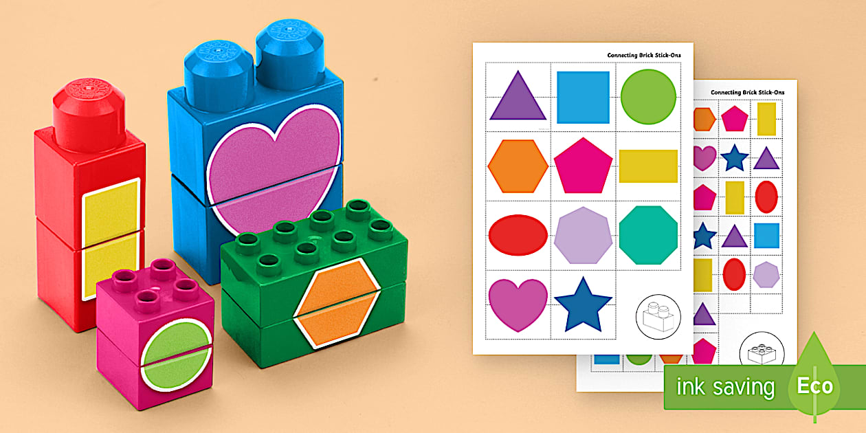 2D Shapes Matching Connecting Bricks Game (teacher made)