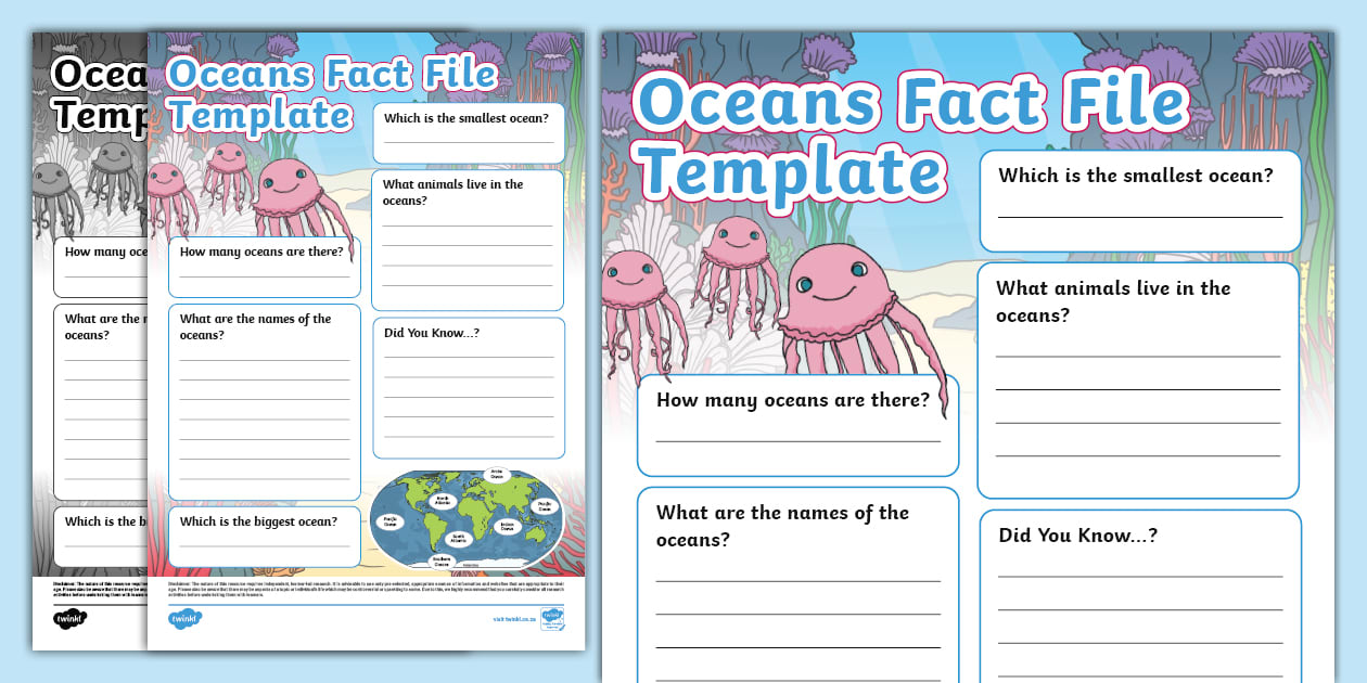 Oceans Fact File Template - Twinkl Writing Frames - Twinkl
