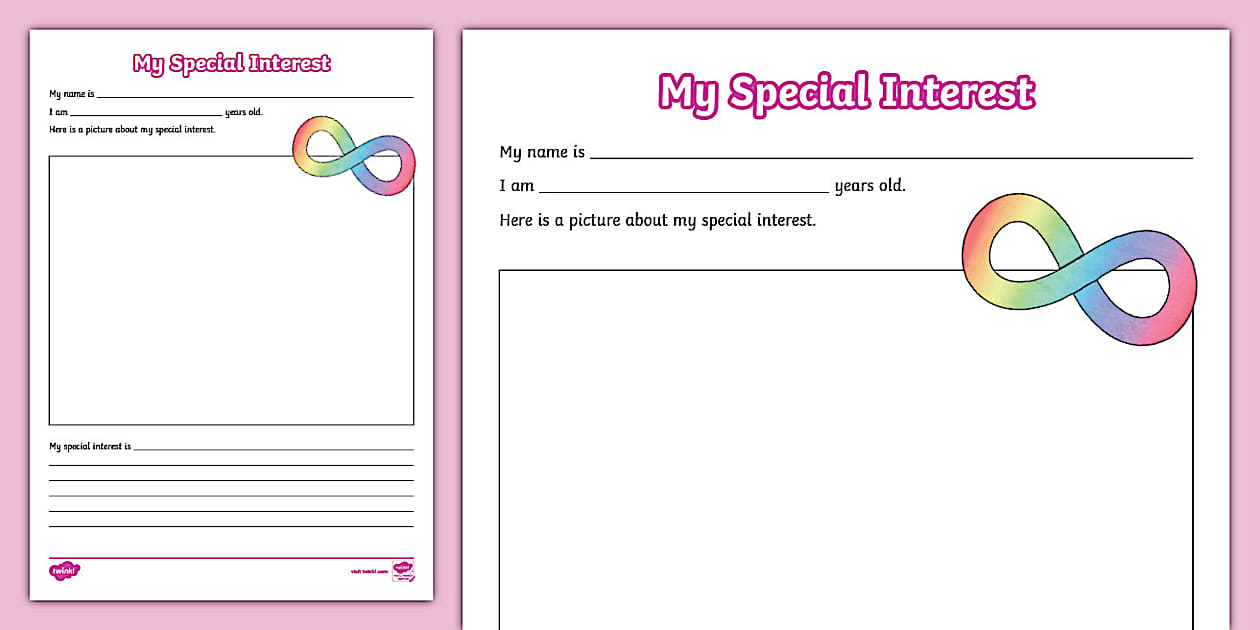 Autism Acceptance Week: Special Interest Activity Sheet