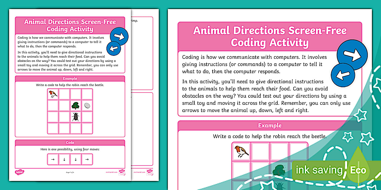 Animal Directions Screen-Free Coding Activity (teacher made)