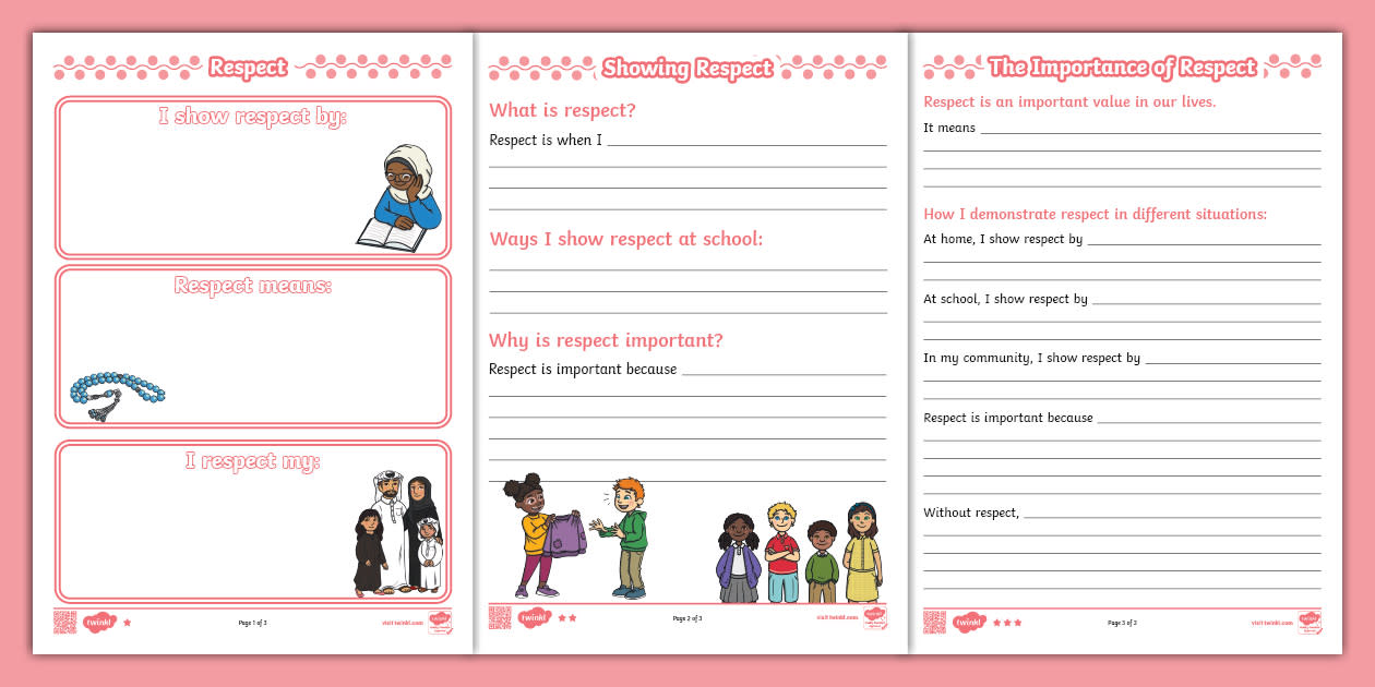 Values Writing Frames - Respect (Teacher-Made) - Twinkl