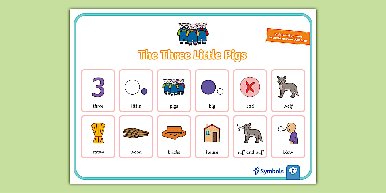 Twinkl Symbols: EYFS The Three Little Pigs AAC Mat - Twinkl