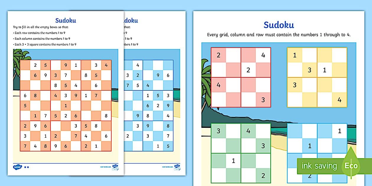 Seaside Sudoku x3 (teacher made) - Twinkl