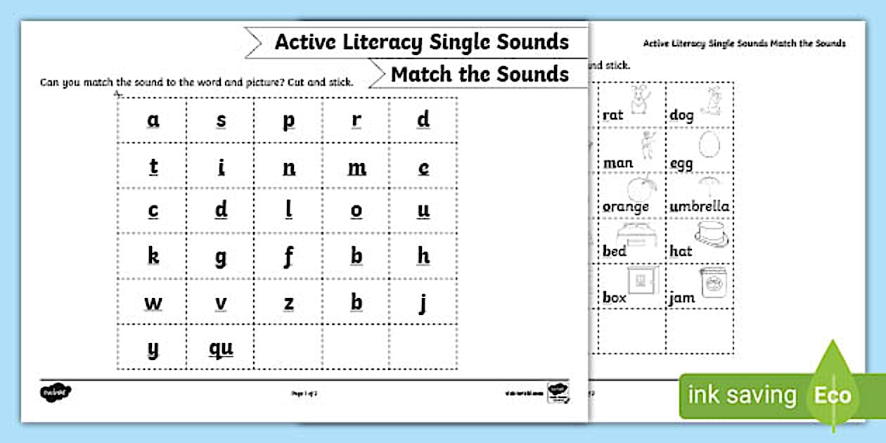 Active Literacy Single Sounds Cut and Stick (teacher made)