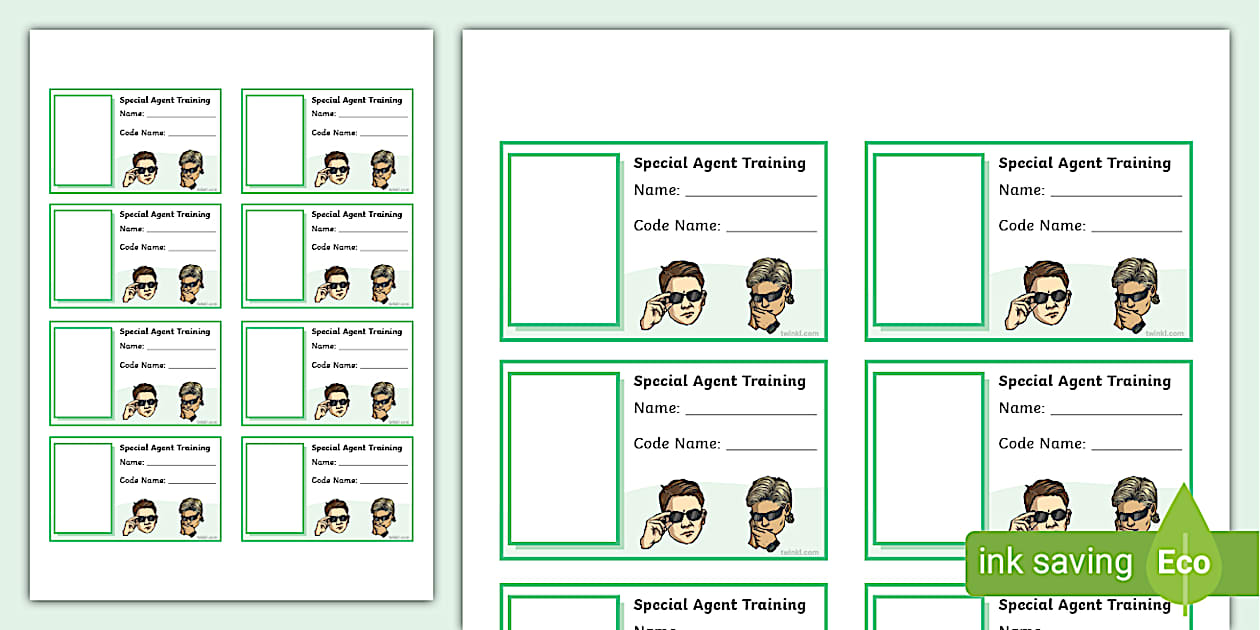 Special Agent Training Stamp Cards,special agent training