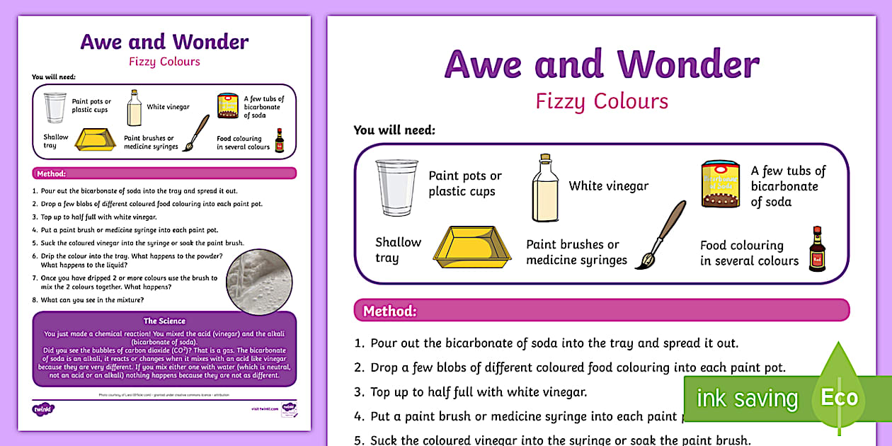 Fizzy Colours Awe and Wonder Science Activity - Twinkl