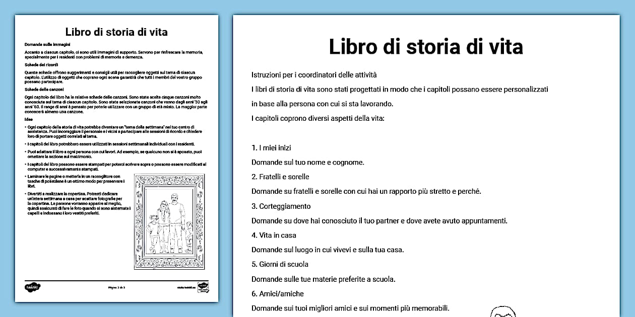 Libro di storia di vita (Hecho por educadores) - Twinkl