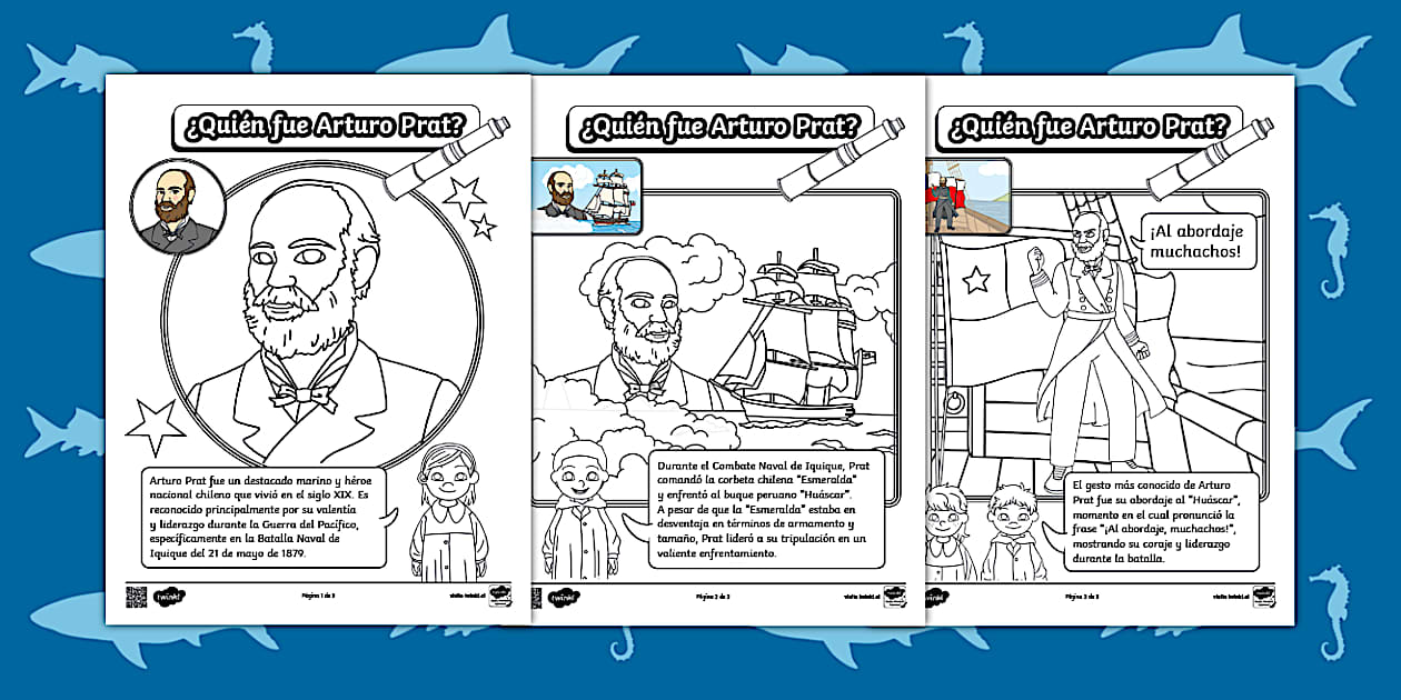 Actividad sobre Arturo Prat: dibujo para colorear