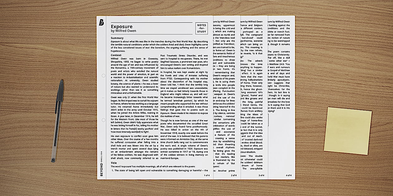 Black and White GCSE Poetry: Exposure - Revision Notes