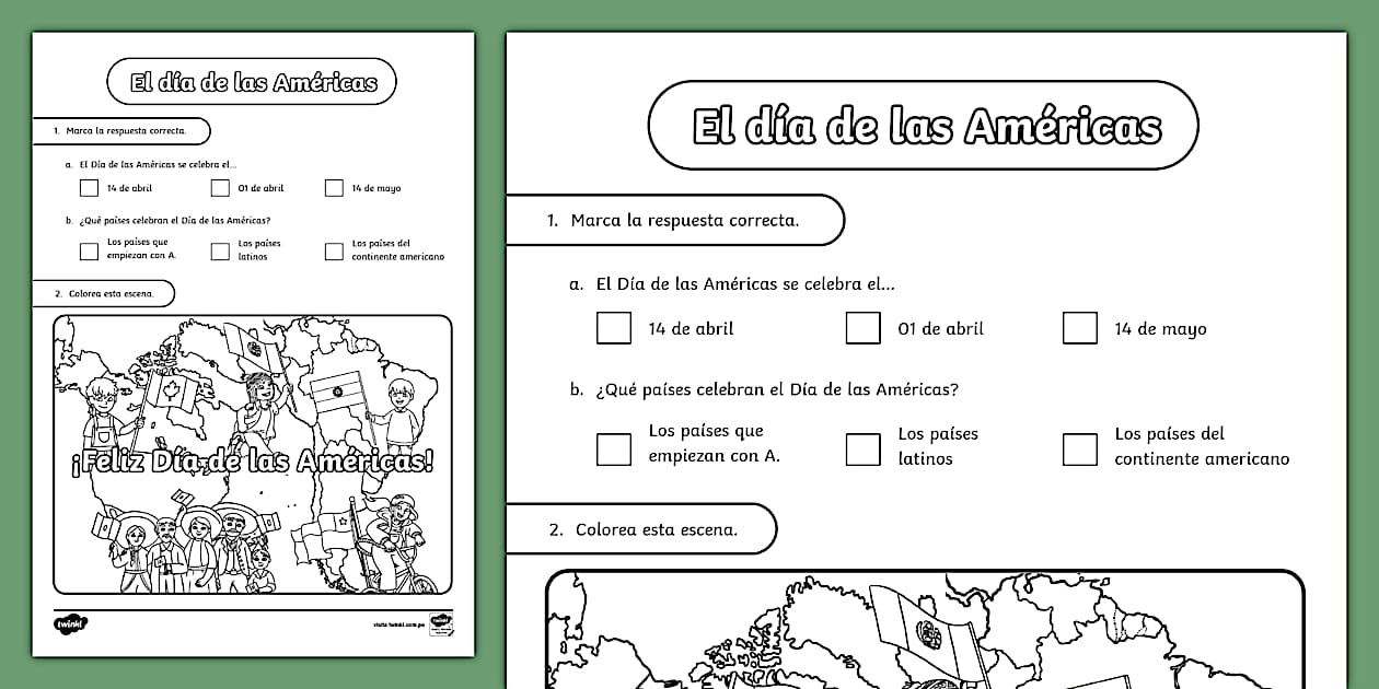 Ficha de actividad: Día de las Américas | Twinkl - Twinkl