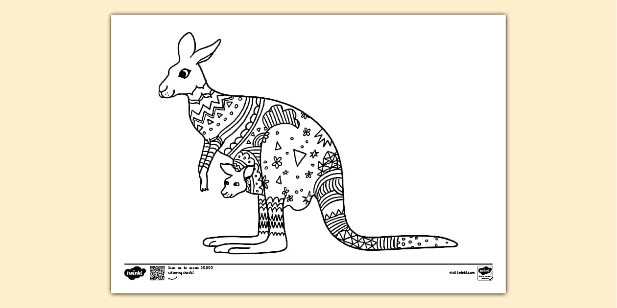 Kangaroo Mindfulness Colouring Page Ι Twinkl Brain Breaks.