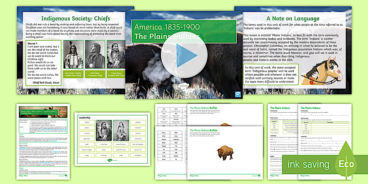 America 1835-1900 Lesson 1: The Plains Indians - Twinkl