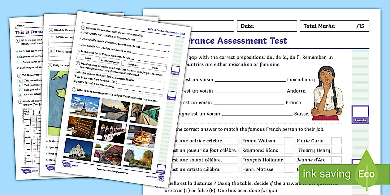 👉 French: This is France: Year 6 Assessment Test