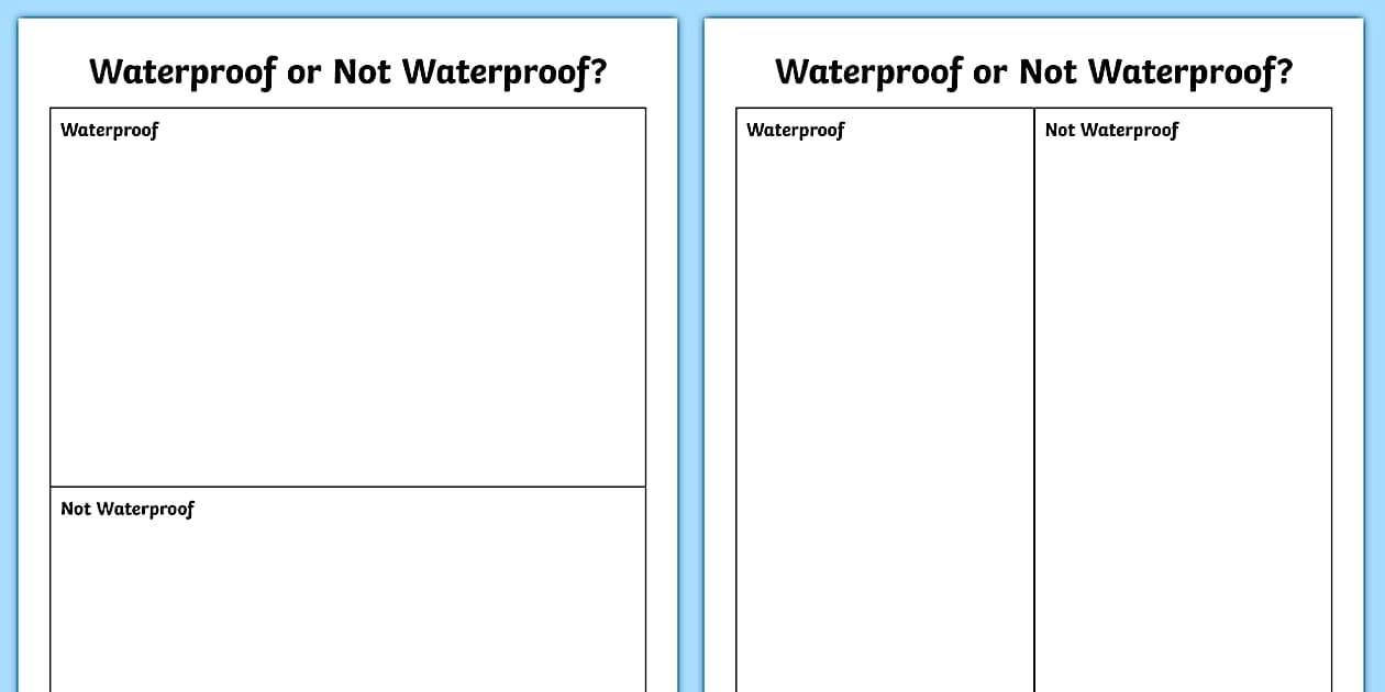 Waterproof or Not Waterproof Sorting Table - Twinkl