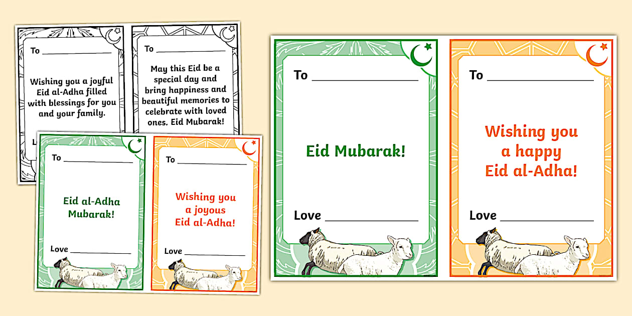 Eid al-Adha Greetings Card Insert Portrait (teacher made)