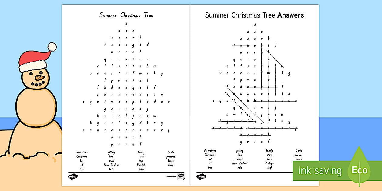 New Zealand Christmas Tree Word Search/Word Find | NZ