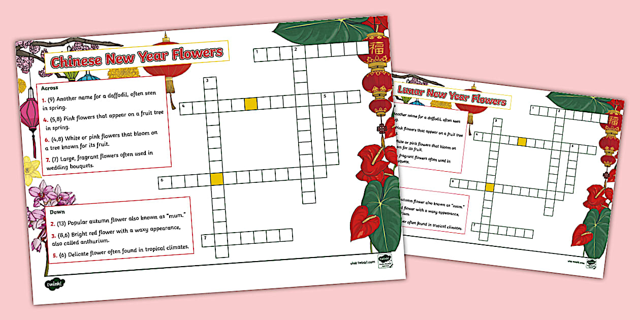 Lunar New Year / Chinese New Year Flowers Crossword Puzzle