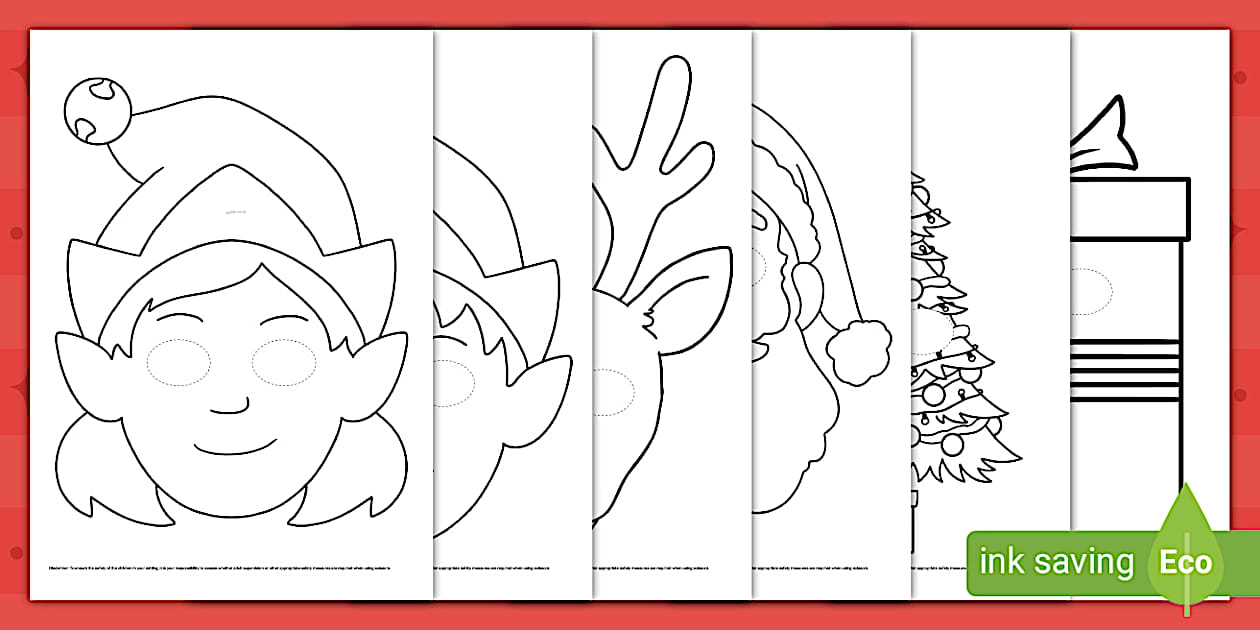 Christmas Colouring Masks - Twinkl - KS1 (Teacher-Made)