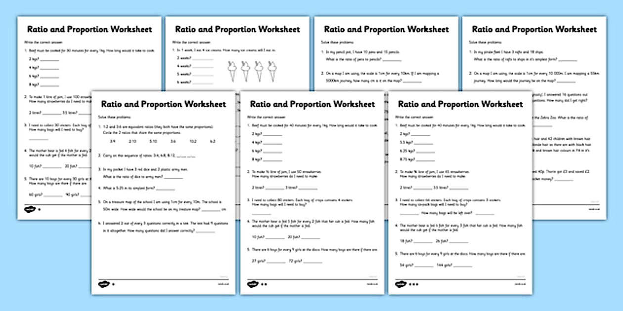 Editable Y6 Ratio and Proportion Worksheet Pack Differentiated