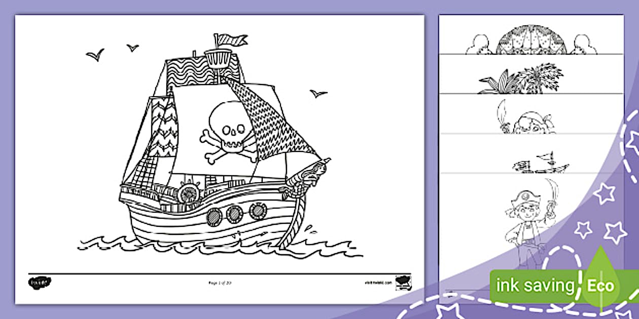 Pirate Colouring Pages (teacher made) - Twinkl