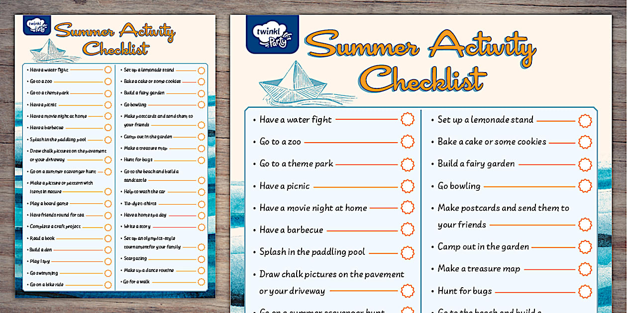 Summer Activity Checklist | Twinkl Party - Twinkl