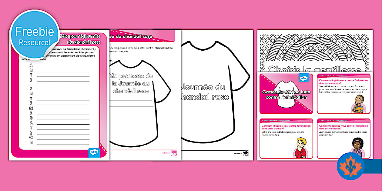 FREE! - Pink Shirt Day Primary Activity Pack French - Twinkl