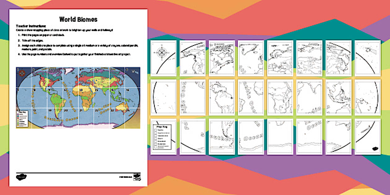 World Biomes Map Collaborative Art Pack (Teacher-Made)