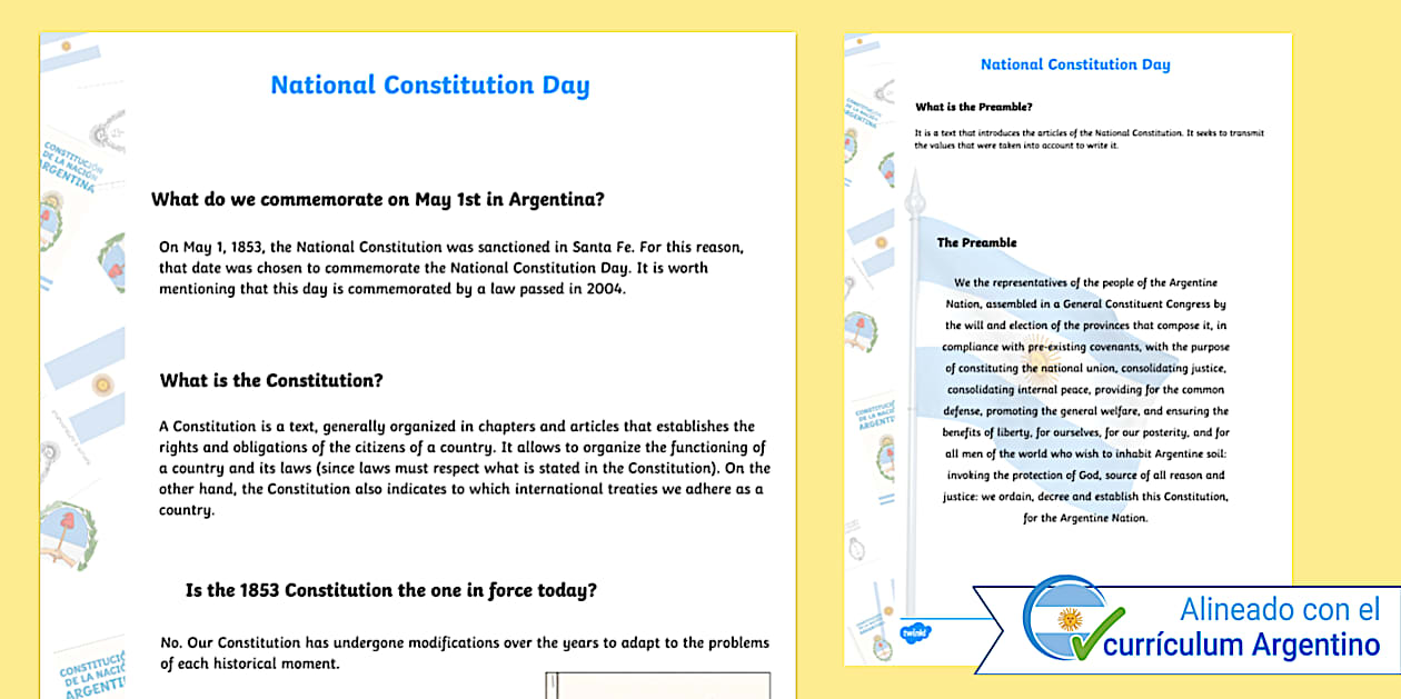 Fact Sheet: National Constitution Day - Twinkl