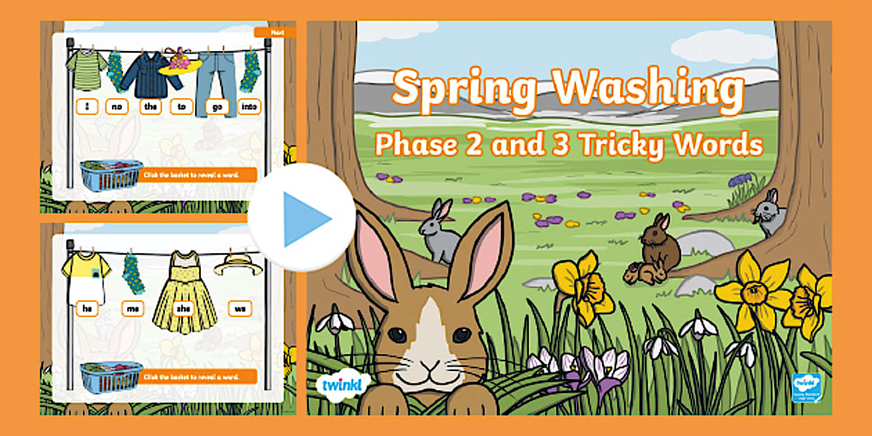Spring Washing Phase 2 and 3 Tricky Word PowerPoint
