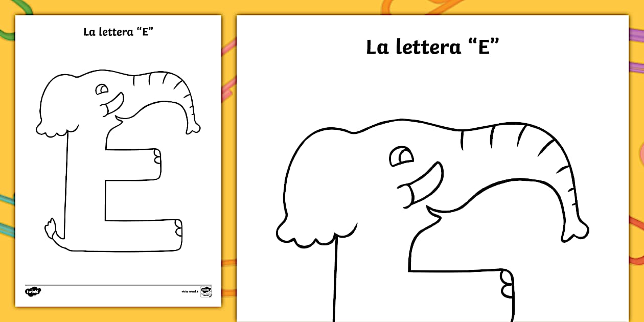Poster della lettera E da colorare (teacher made) - Twinkl