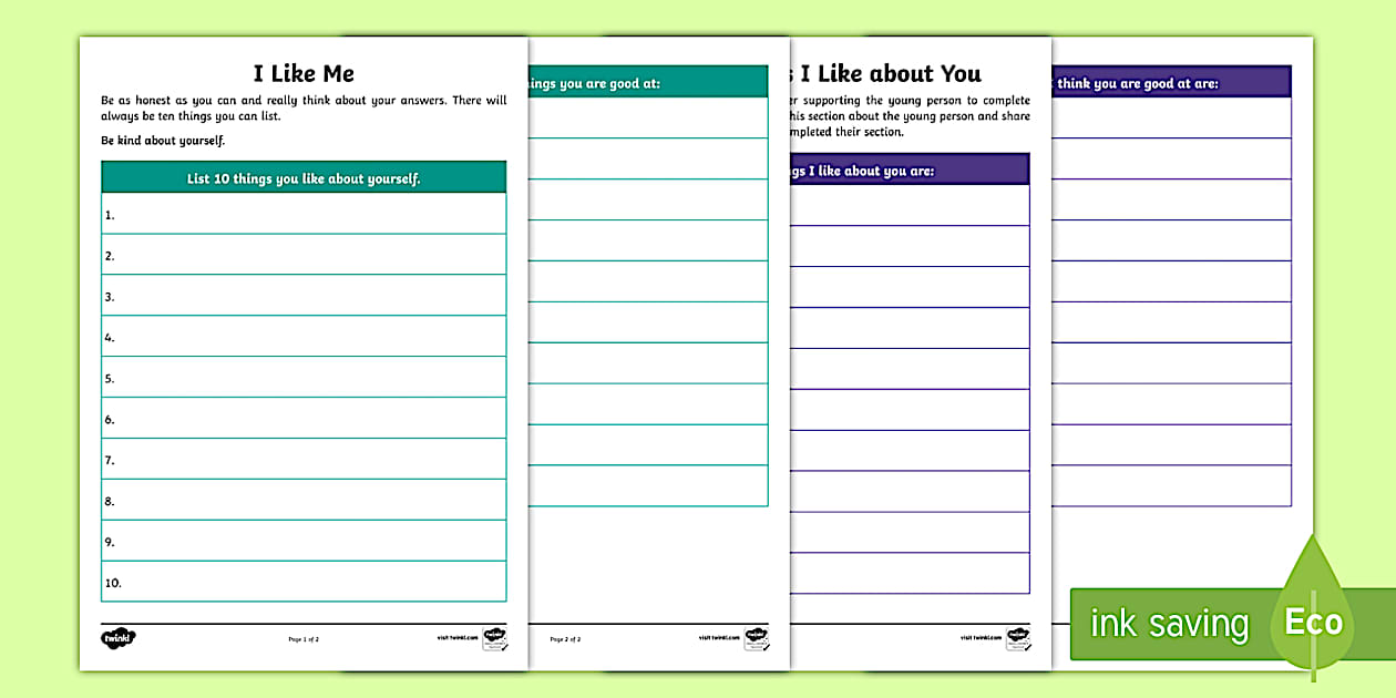 Self-Esteem Worksheets (teacher made) - Twinkl